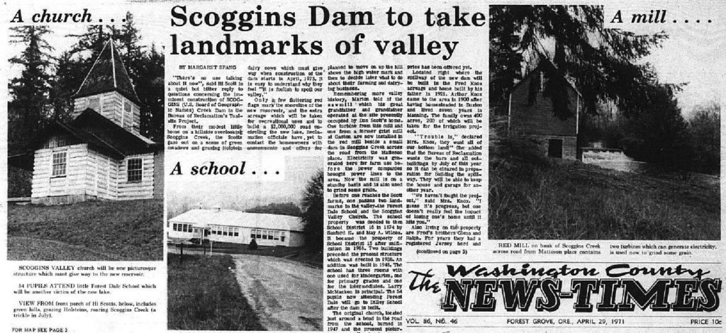 Ghosts of Scoggins Valley, Oregon, The Town Beneath Henry Hagg Lake