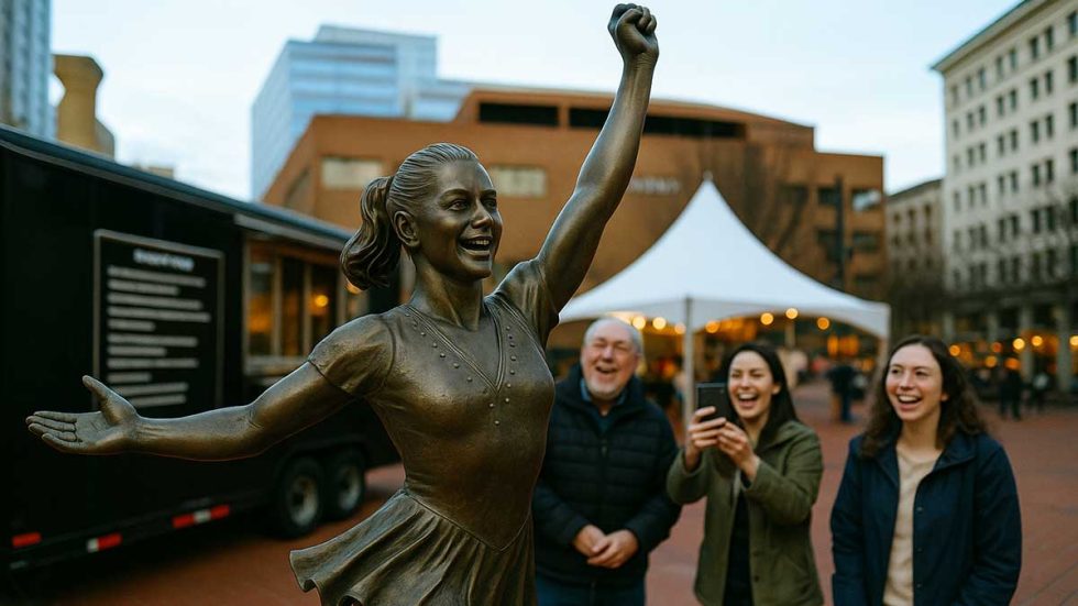 Portland Unveils Tonya Harding Statue in Pioneer Courthouse Square